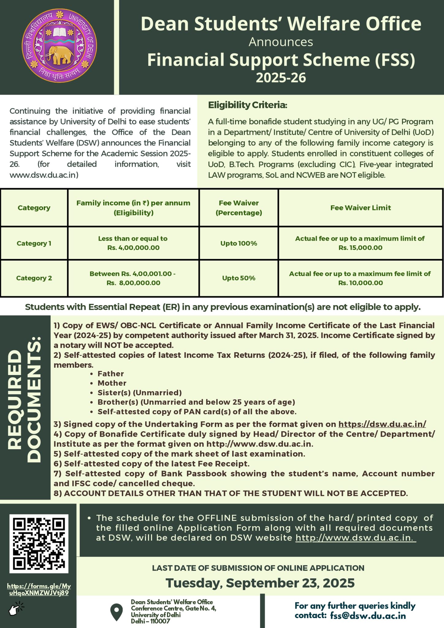 Dean Students' Welfare University of Delhi